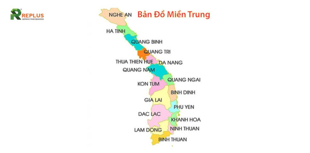 Bản đồ miền Trung đầy đủ 19 tỉnh thành mới nhất hiện nay